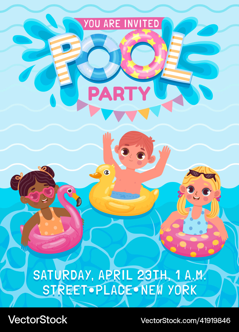 Pool Party Invitations Clip Art