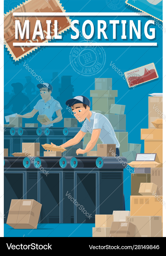 Mail Sorting Center - Logistics & Delivery Vector Image