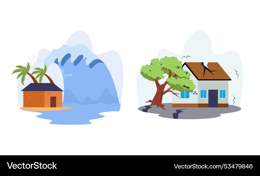 Natural disaster scenes logo Royalty Free Vector Image