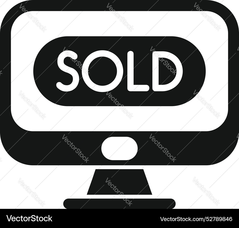 Online auction showing sold message on computer Vector Image