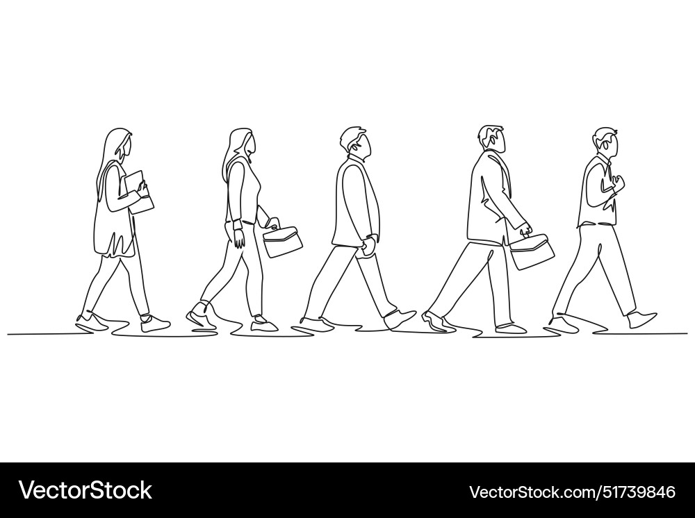Single continuous line drawing group male Vector Image