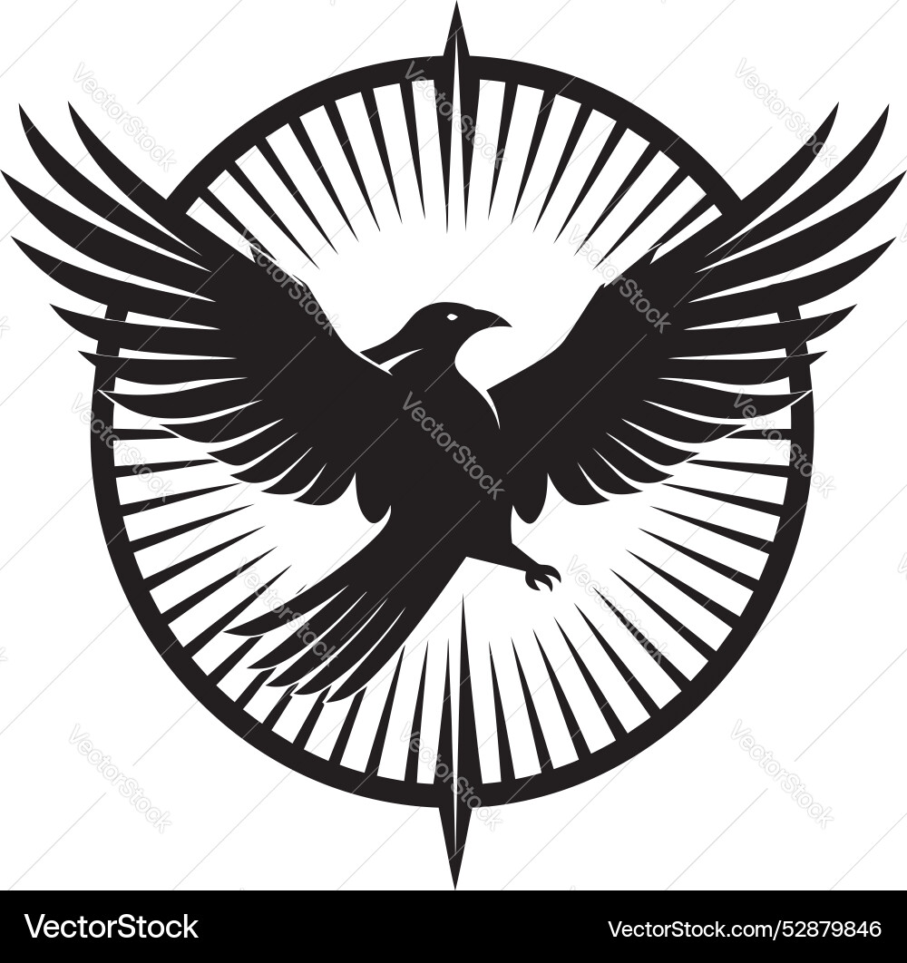 Sleek crow iconic emblem abstract black bird seal Vector Image