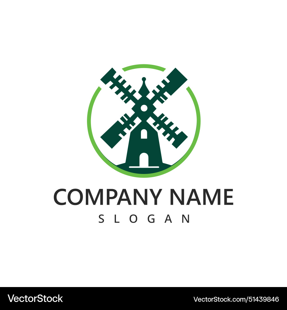 Windmill logo for farm product symbol Royalty Free Vector