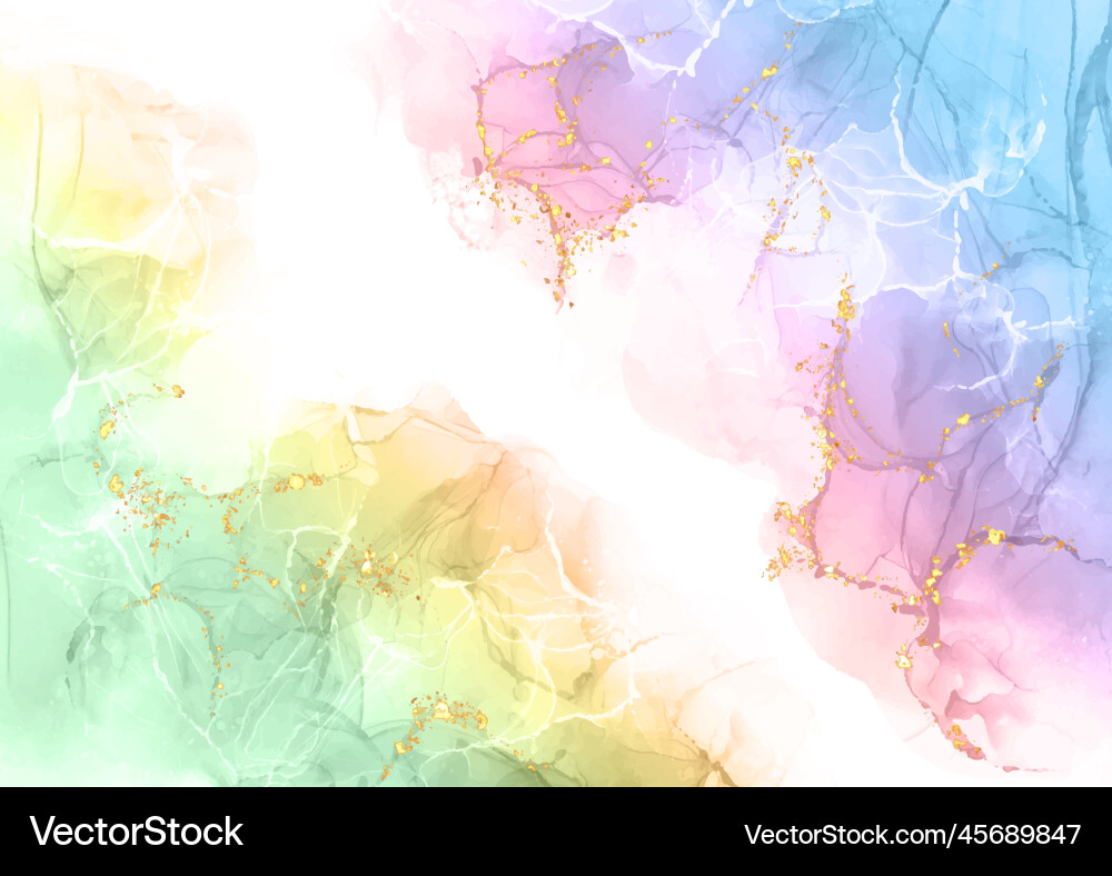 Pastel rainbow coloured hand painted alcohol ink Vector Image