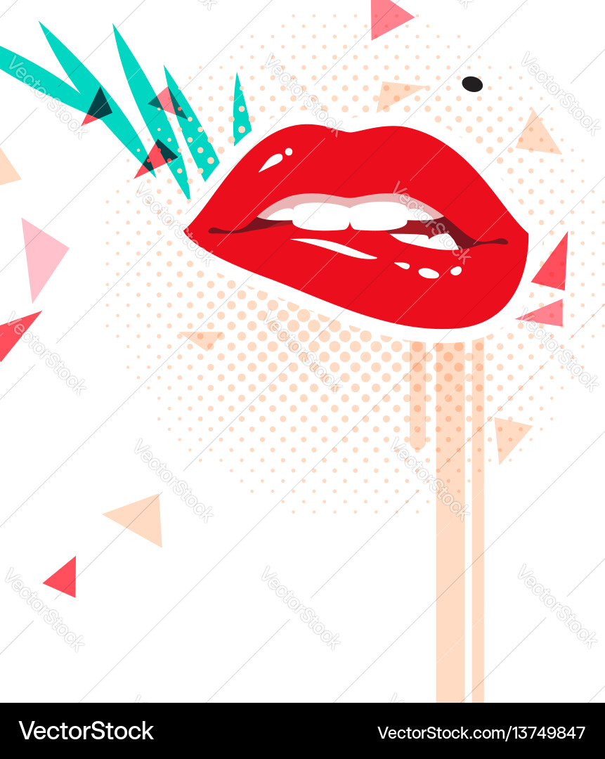 Retro Red Lips Poster Royalty Free Vector Image