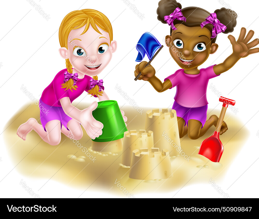 Tropical beach children vacation Royalty Free Vector Image