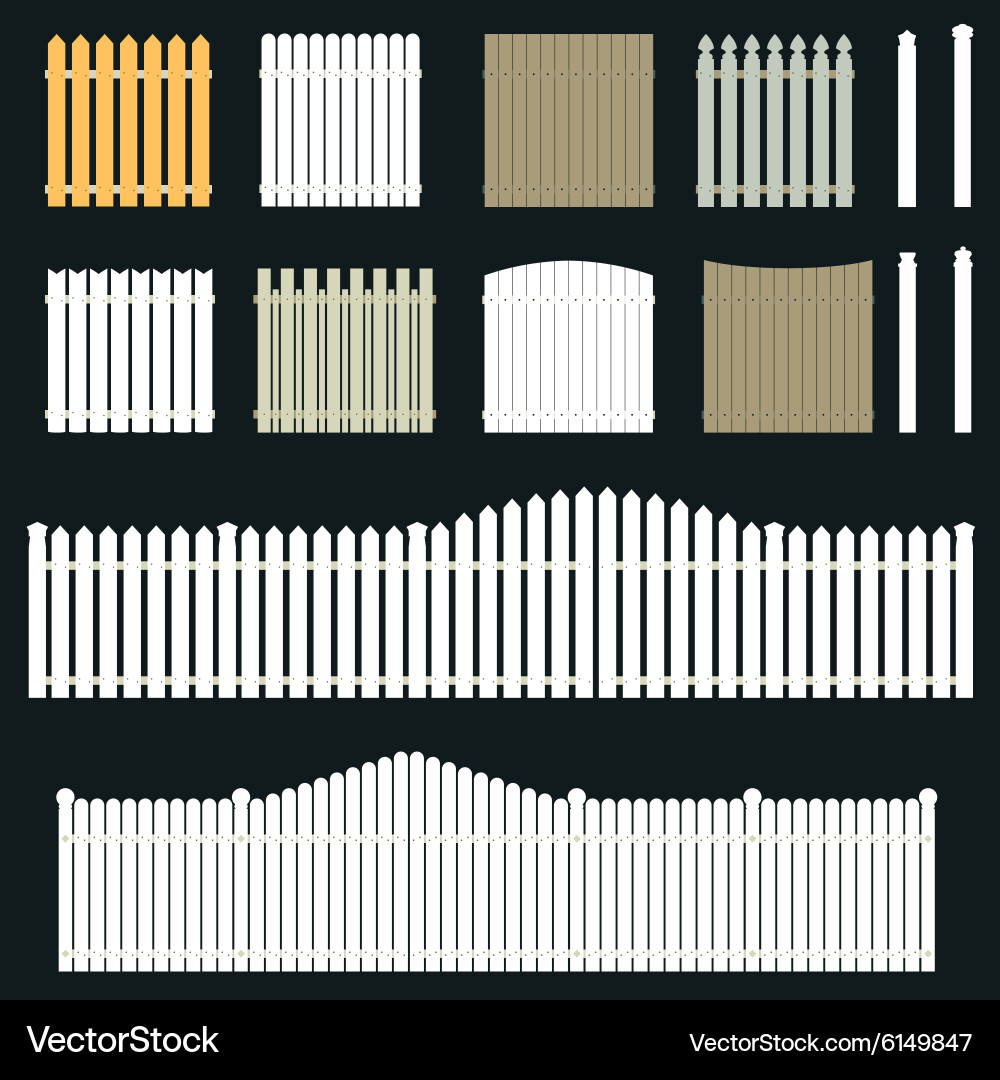 White Wooden Fence Palisade Royalty Free Vector Image