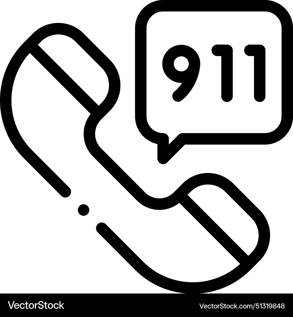 911 call icon thin linear style design isolated Vector Image