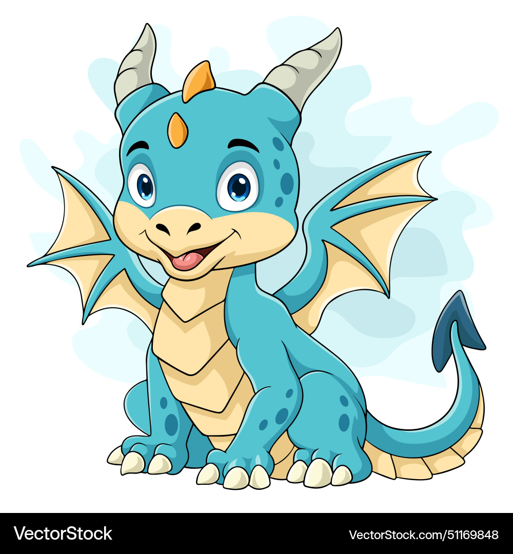 Cartoon little dragon on white background Vector Image