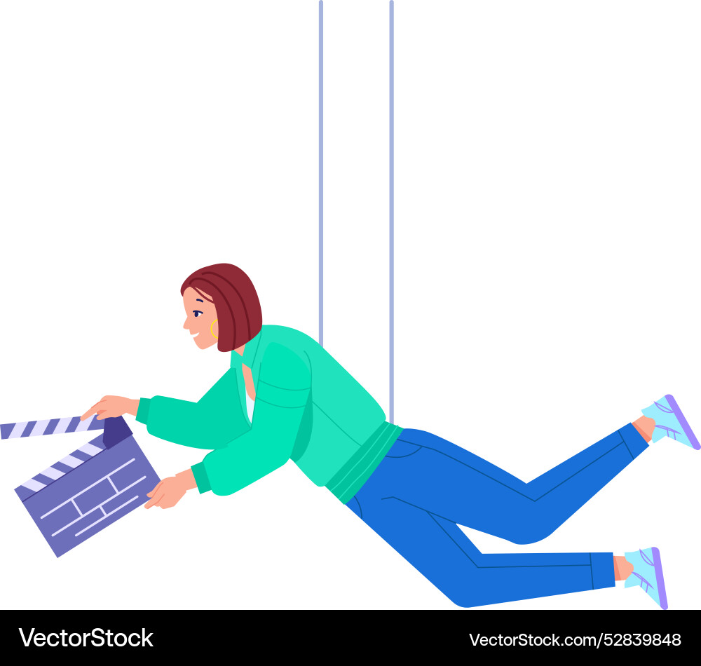 Cinema filming start sign from clapboard worker Vector Image
