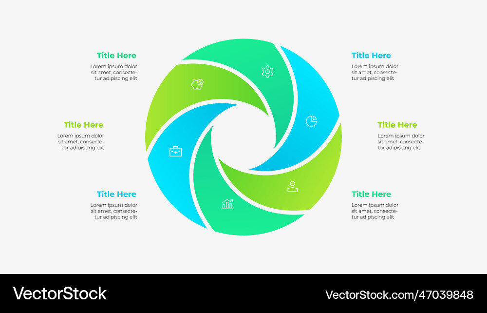 Circle diagram divided into 6 segments template Vector Image