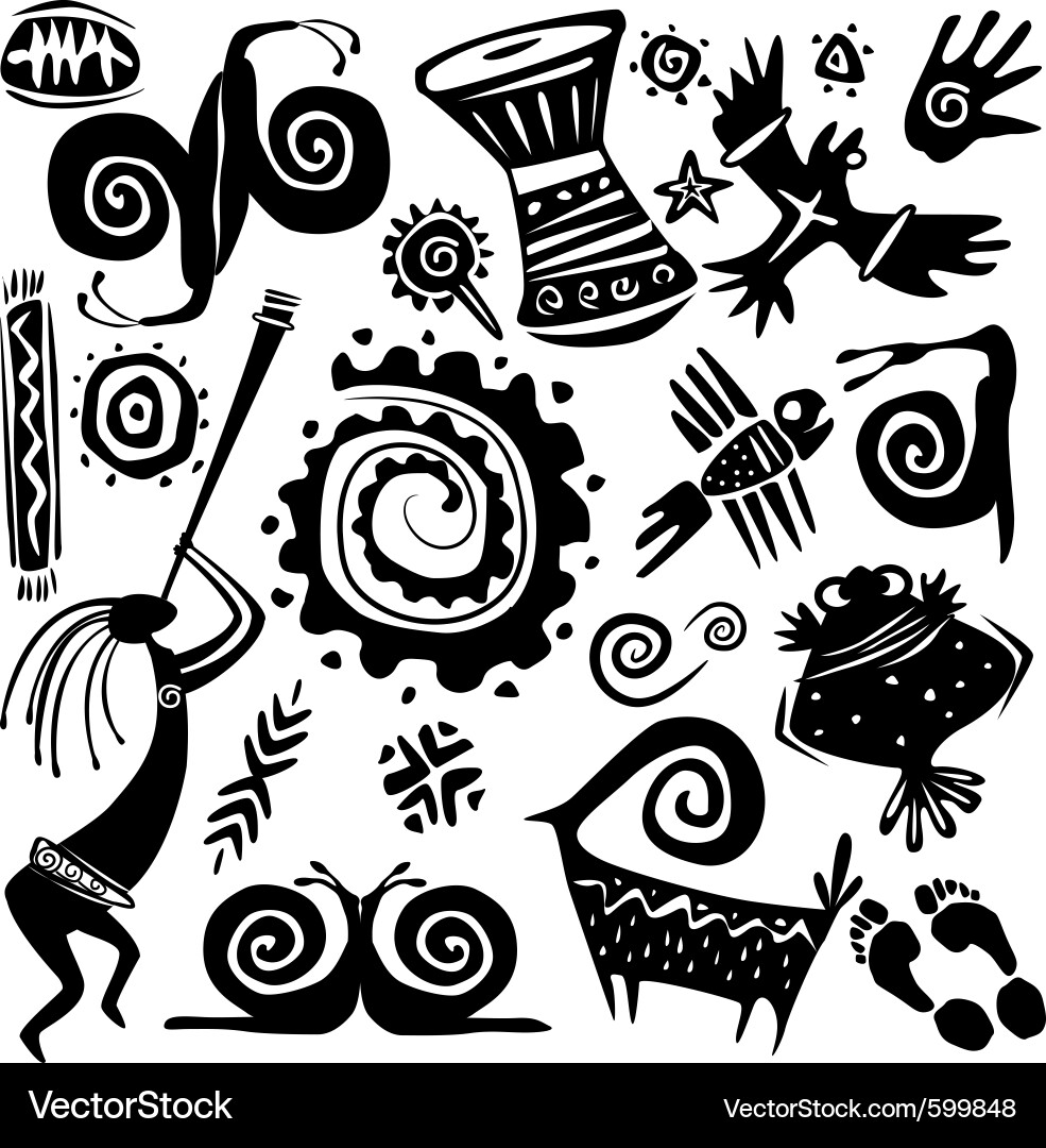 Elements for designing primitive art Royalty Free Vector