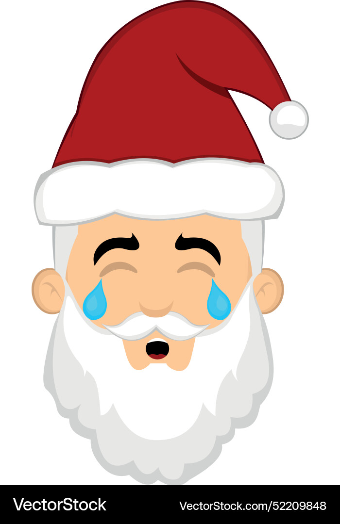 Face santa claus crying tears eyes Royalty Free Vector Image