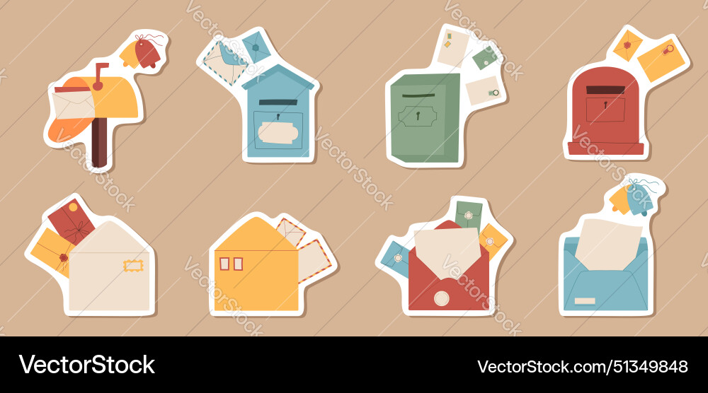 Flat style handmade mailbox newsletter sticker Vector Image