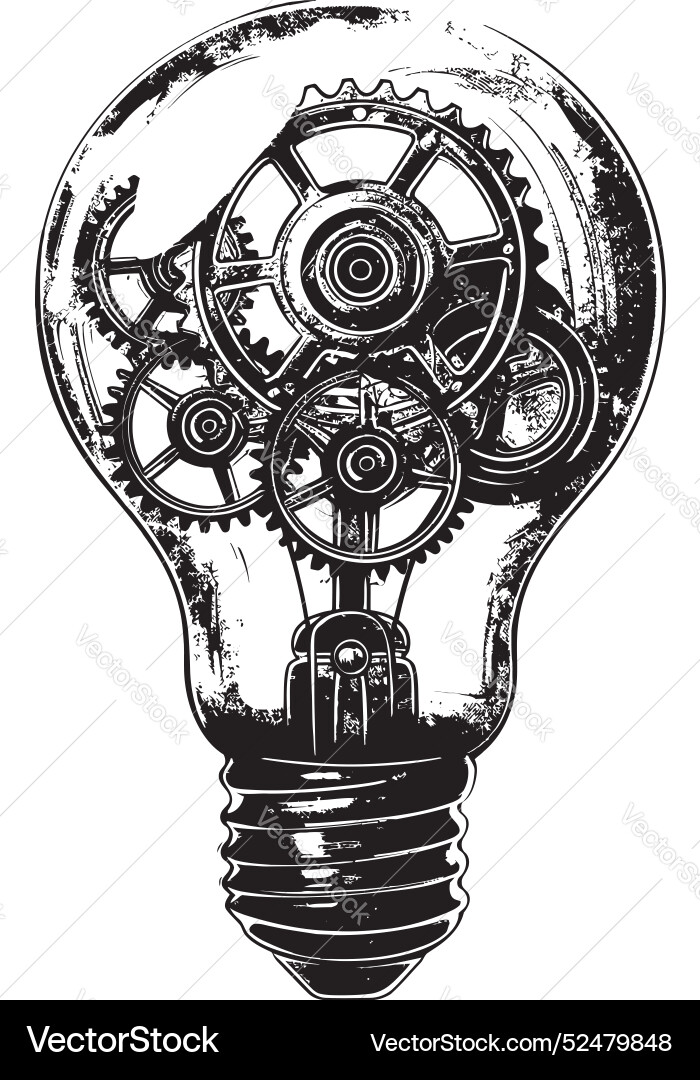 Gearwheel radiance steampunk bulb design retro Vector Image