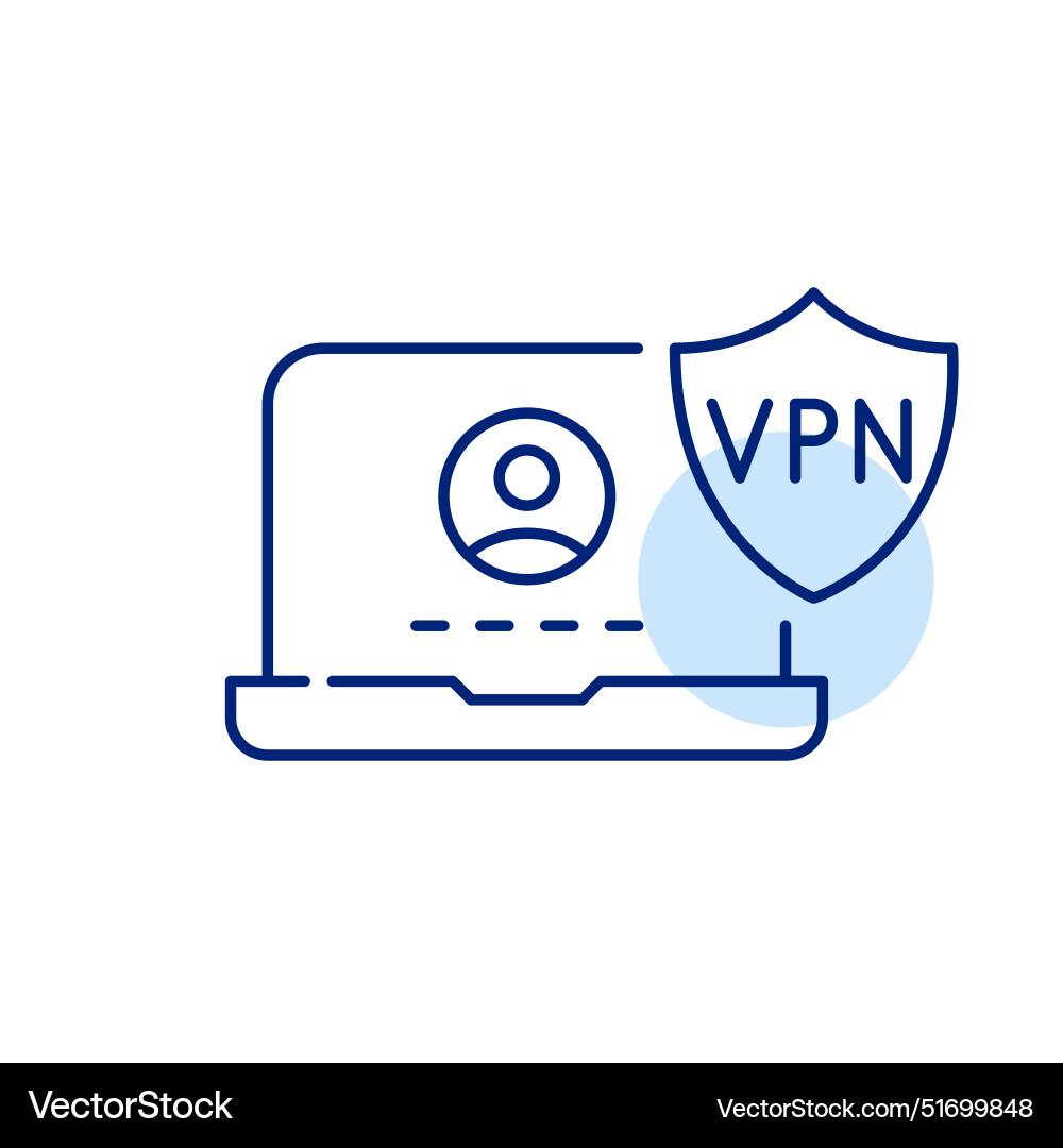 Laptop and vpn shield secure user profile Vector Image