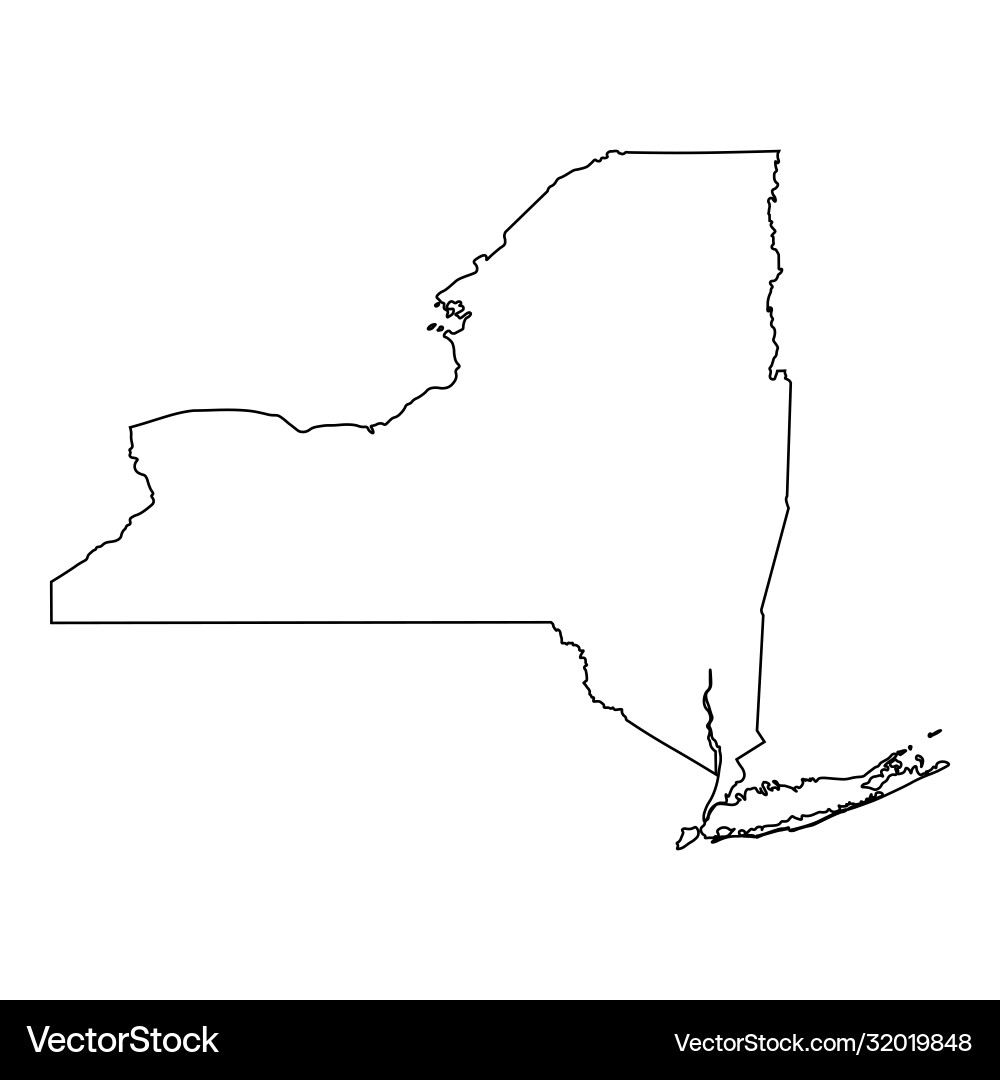 New york ny state border usa map outline Vector Image