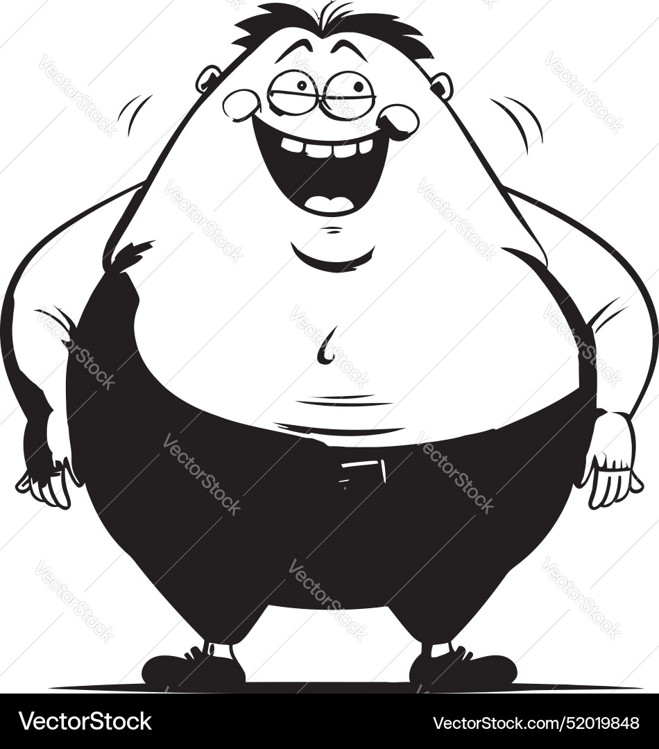 Round render fat man logo design stout symbol Vector Image