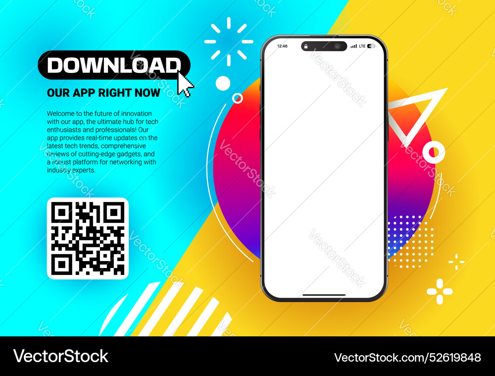 Smartphone app download banner template Royalty Free Vector