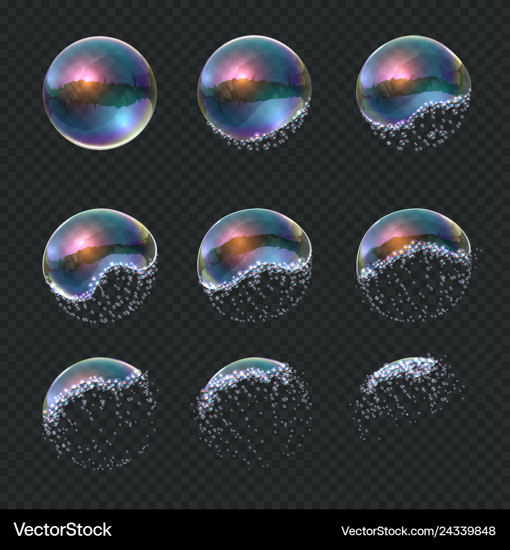 Soap bubble explode realistic water sphere Vector Image