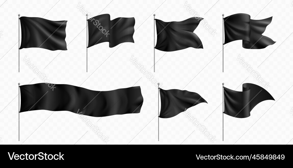 Black Flags und Pennants auf Ständen Lizenzfreier Vektor