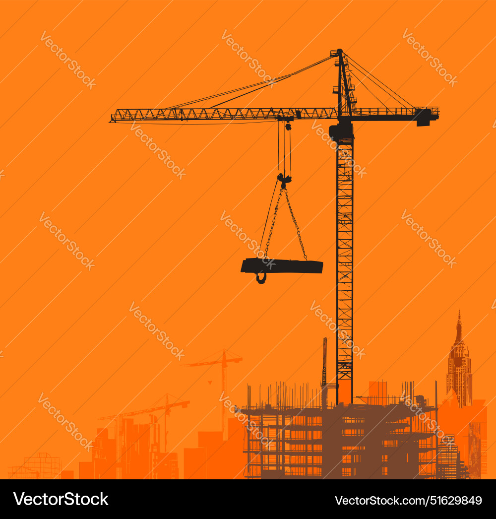 Construction crane on a site against Royalty Free Vector