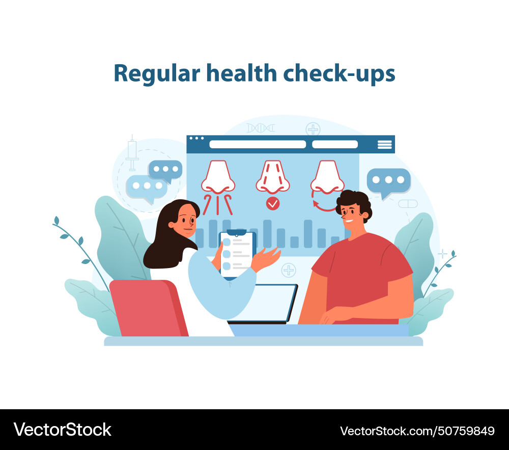 Health check-up patient discusses Royalty Free Vector Image