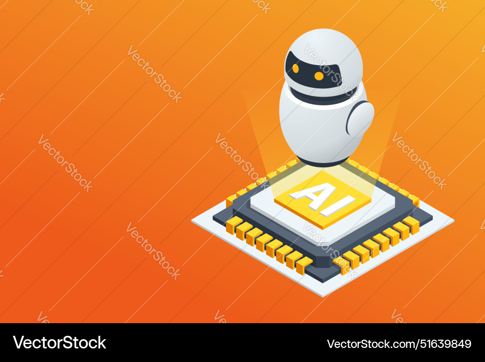 Isometric ai chat bot little minimal modern white Vector Image
