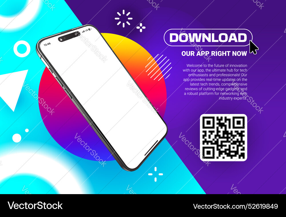 Smartphone app download banner template Royalty Free Vector