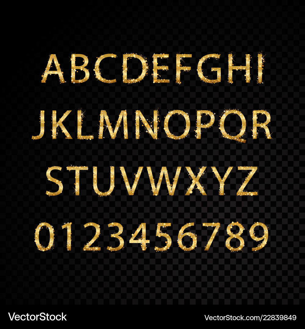 Star sparkle golden alphabet typography letter Vector Image