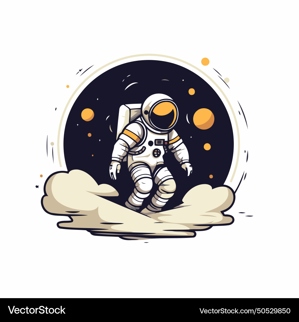 Astronaut in the outer space on white background Vector Image