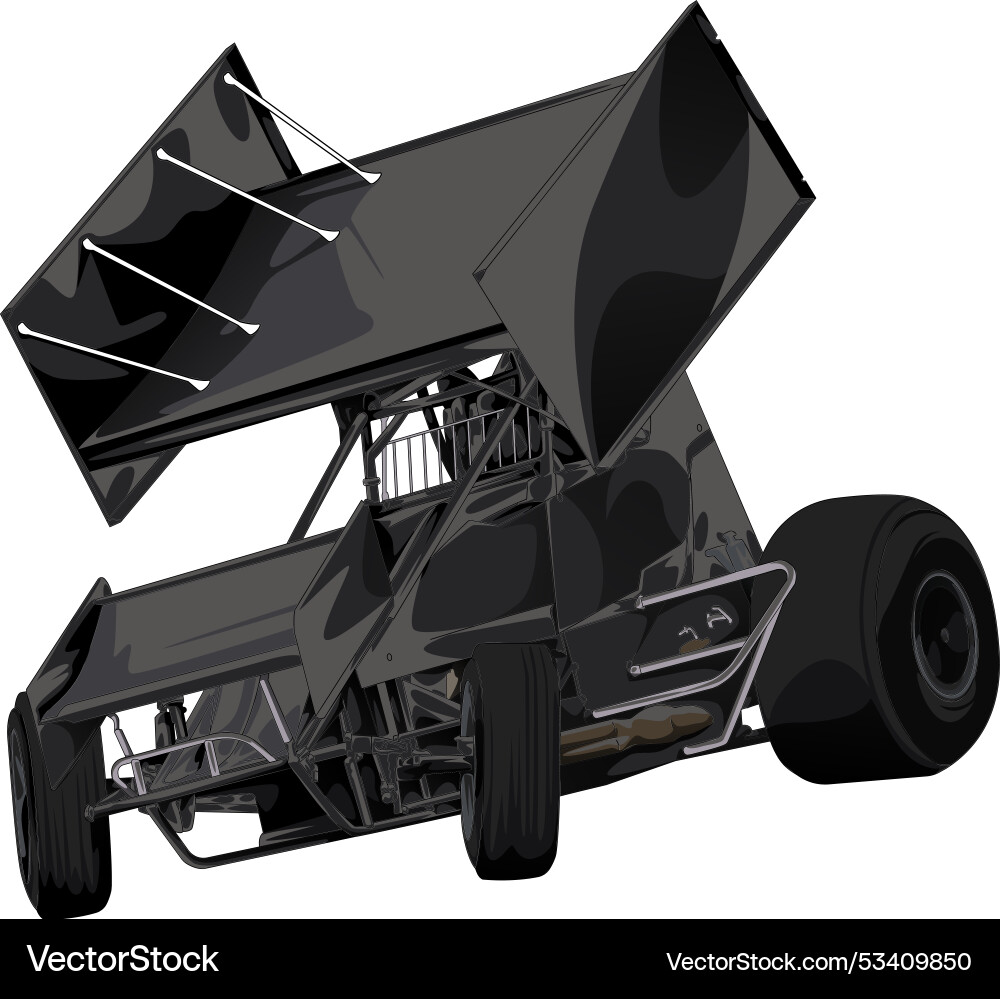Black drag racing car with grey strip Royalty Free Vector