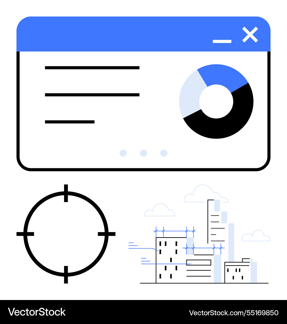 Business Analytics Dashboard mit Pie-Chart Vektorbild
