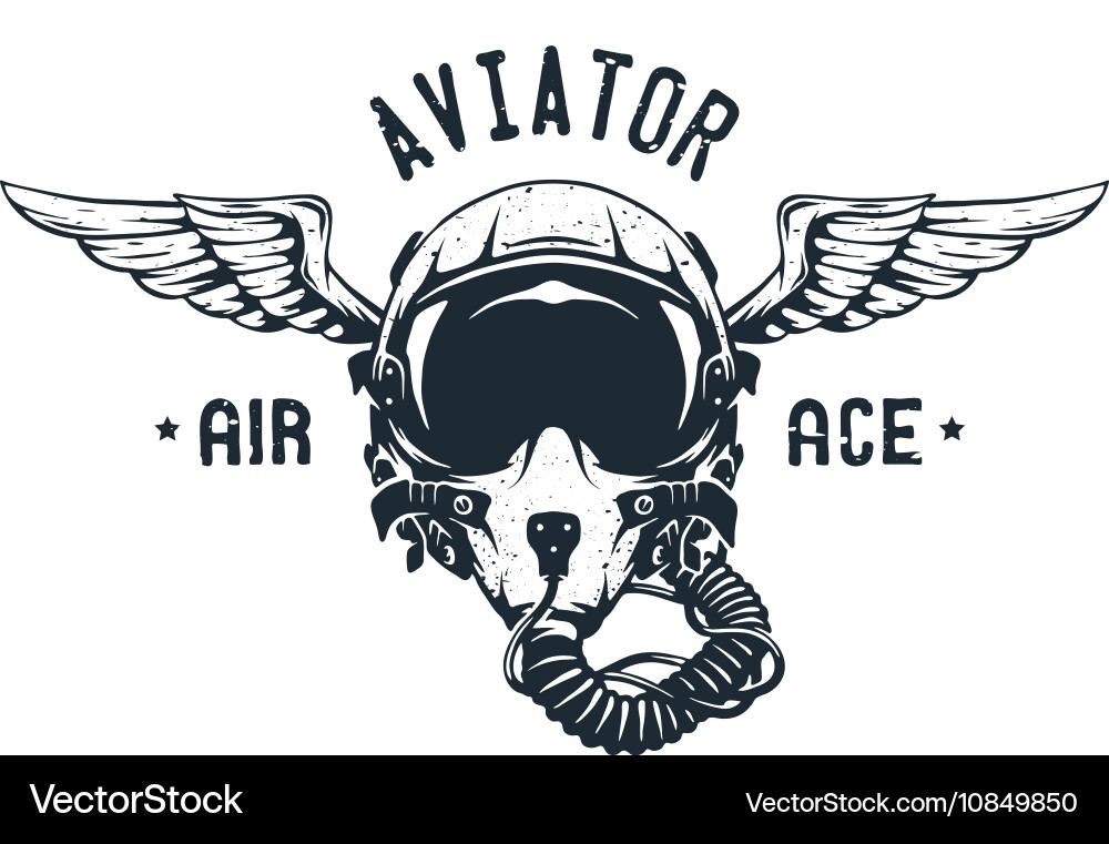 Fighter pilot helmet emblem Royalty Free Vector Image