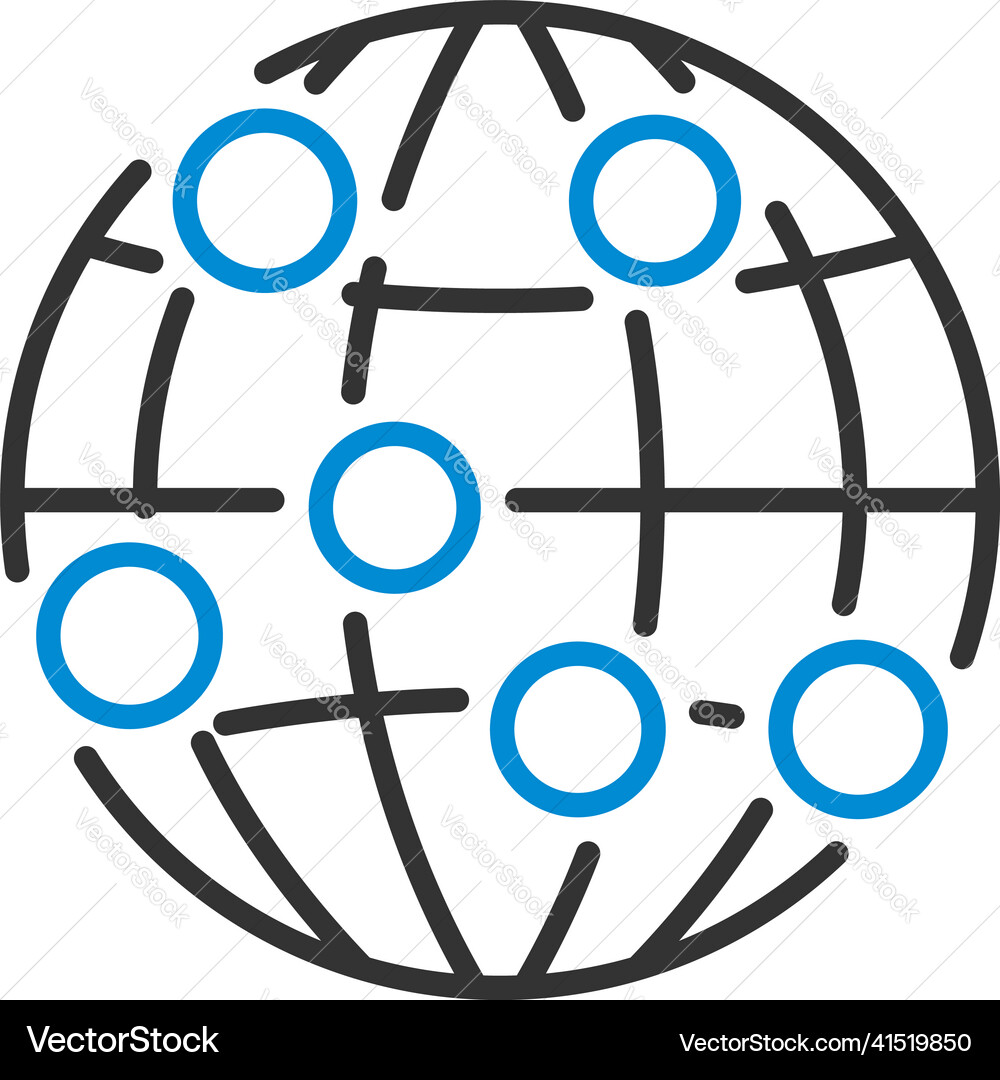 Globe connection point icon Royalty Free Vector Image