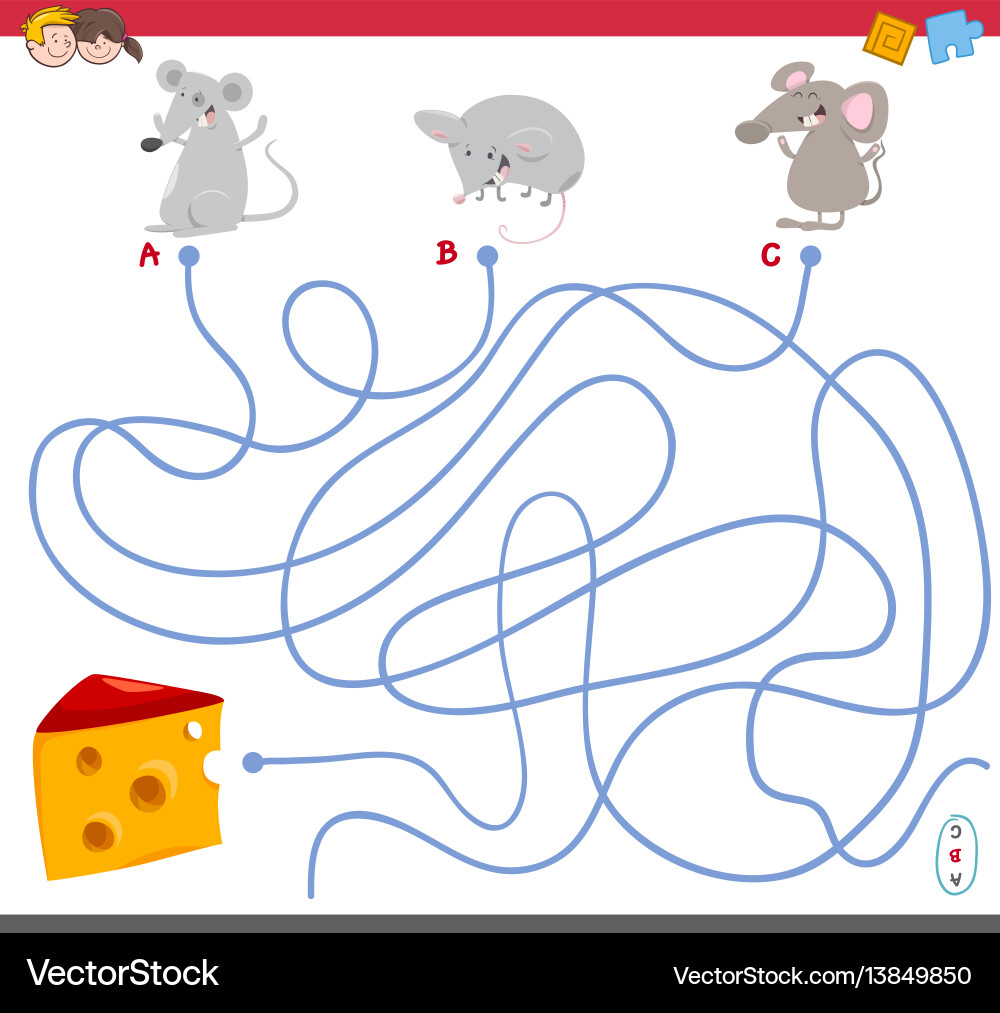Maze game with mouse characters Royalty Free Vector Image