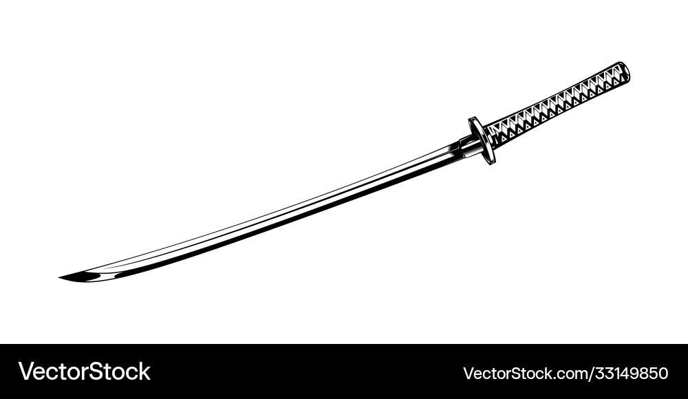 Monochrome Japanese Sword Royalty Free Vector Image