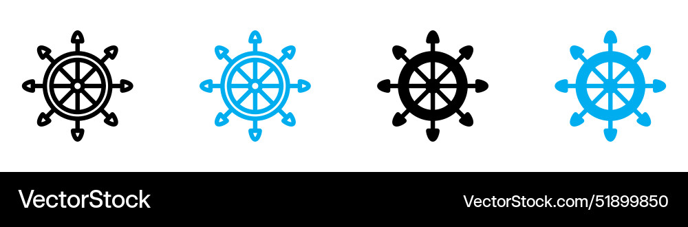 Ship wheel icon set collection for web Royalty Free Vector