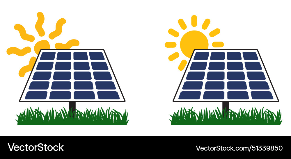 Solar panels and sun symbol environmentally Vector Image