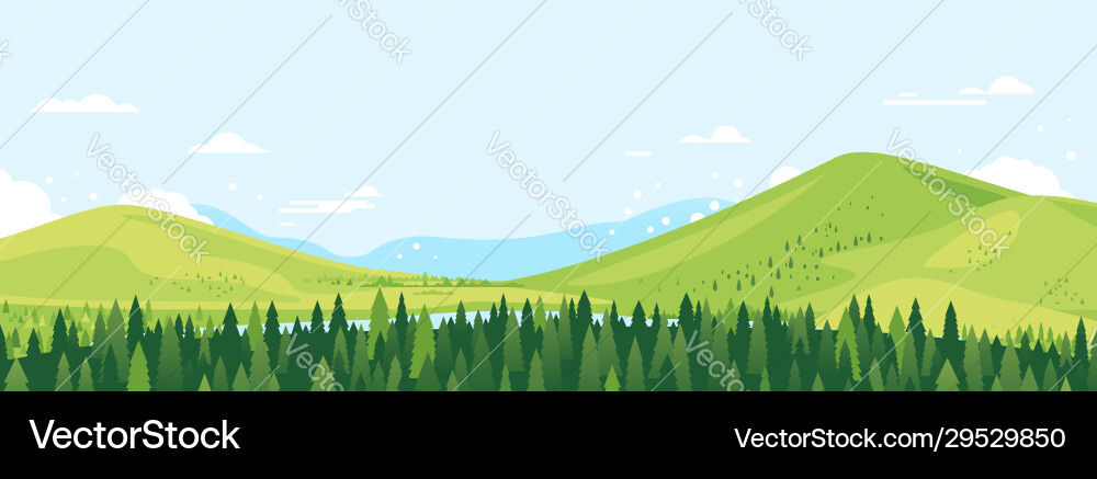 View mountain valley from forest top Royalty Free Vector