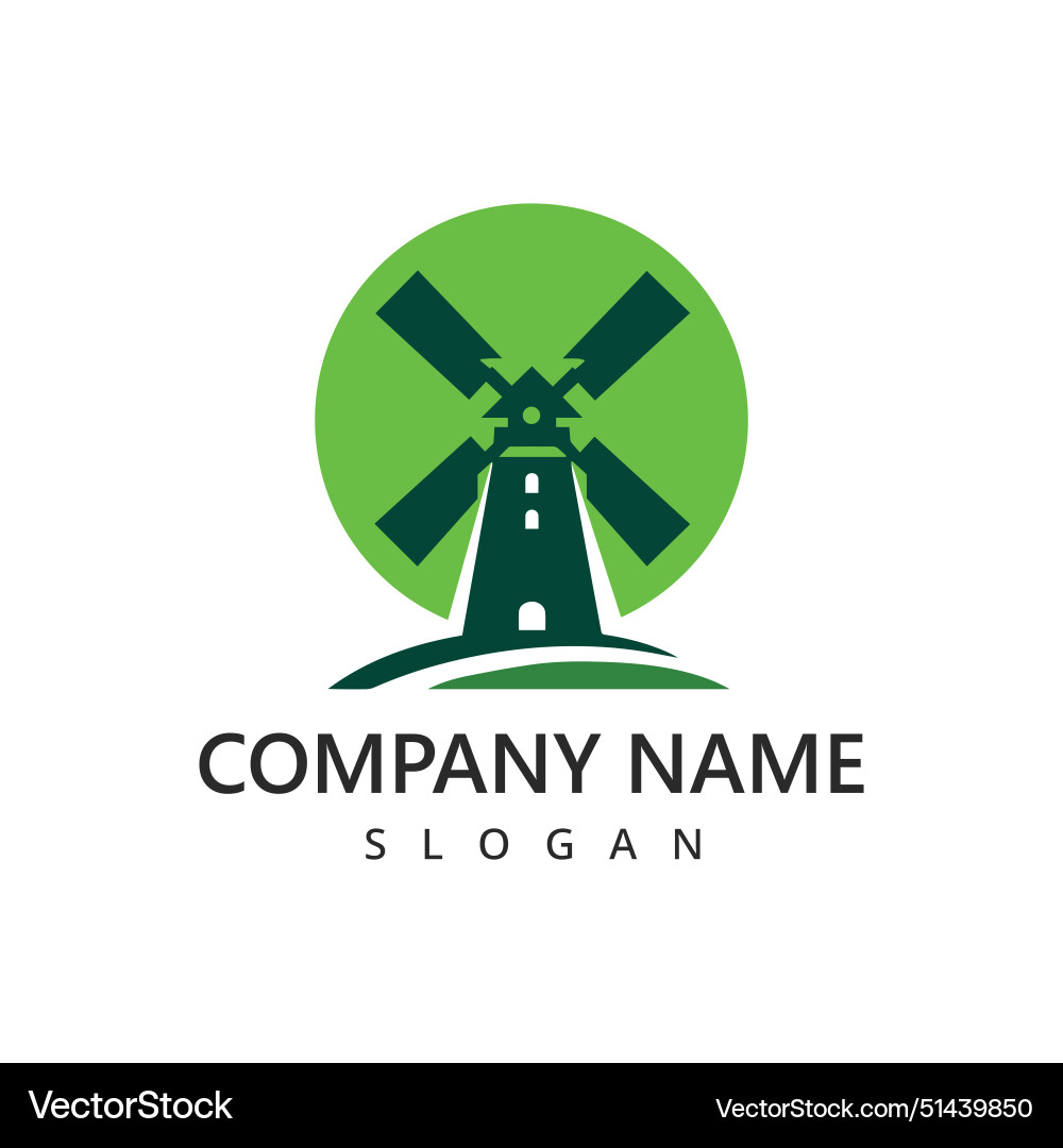 Windmill logo for farm product symbol Royalty Free Vector