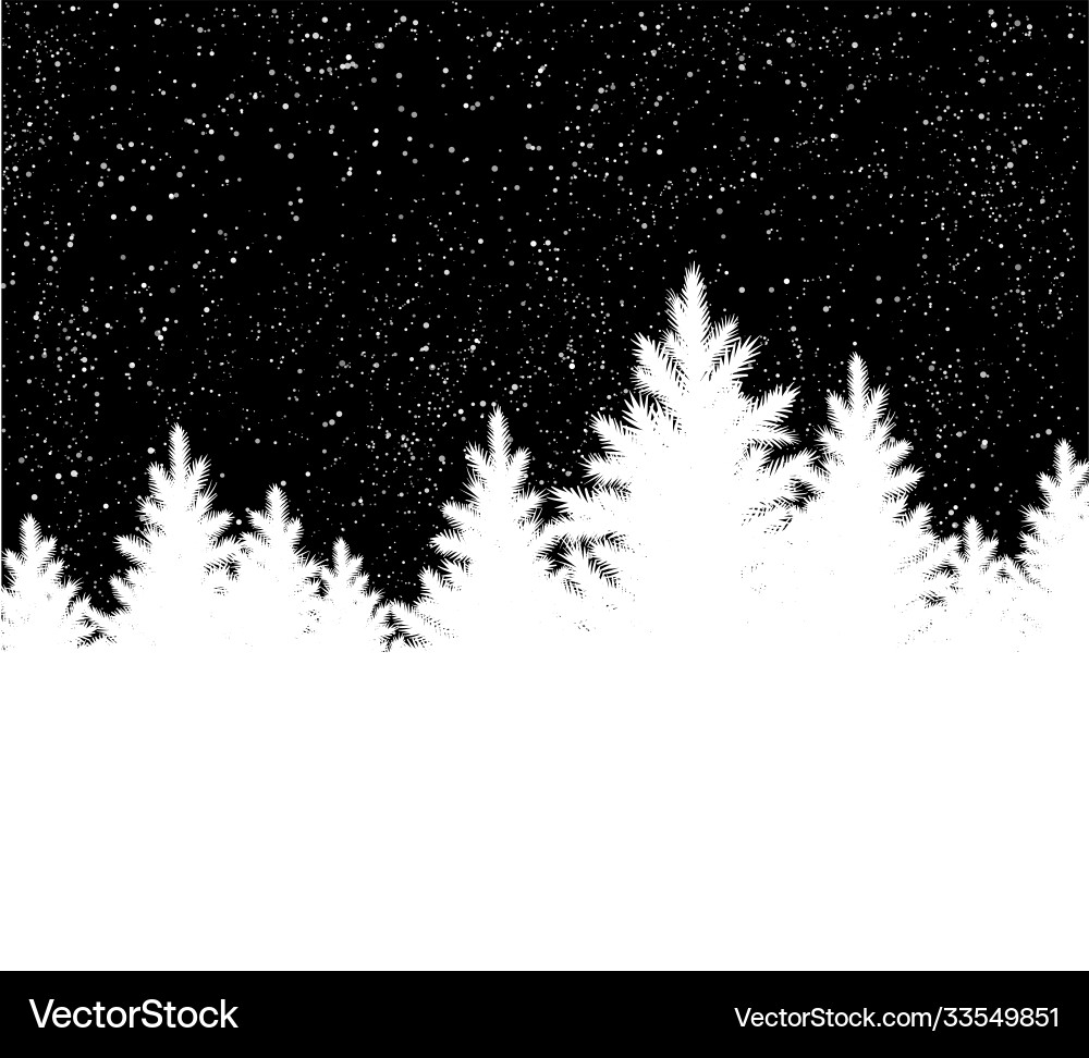 Black and white christmas trees landscape Vector Image