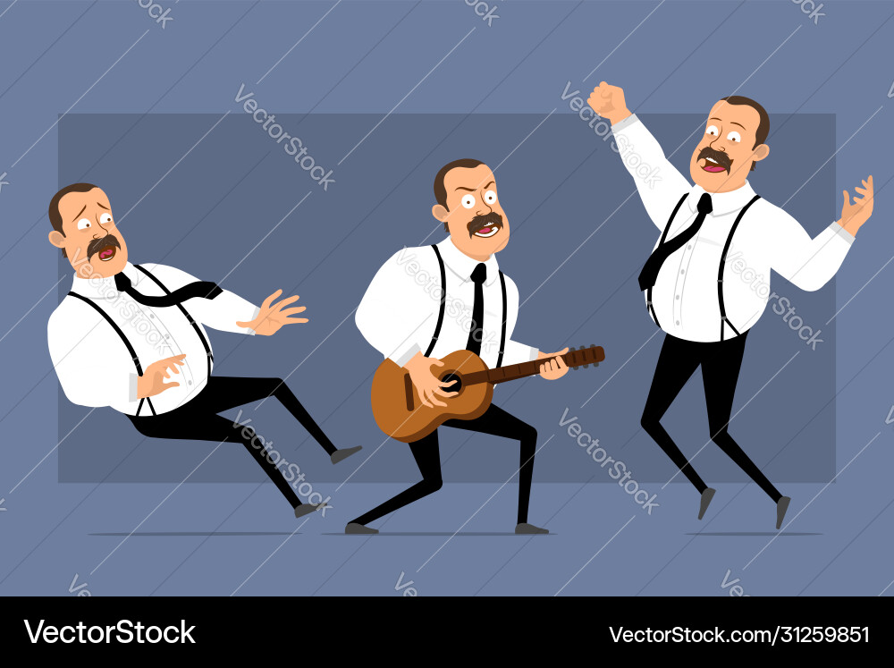 Cartoon funny fat office man character set Vector Image
