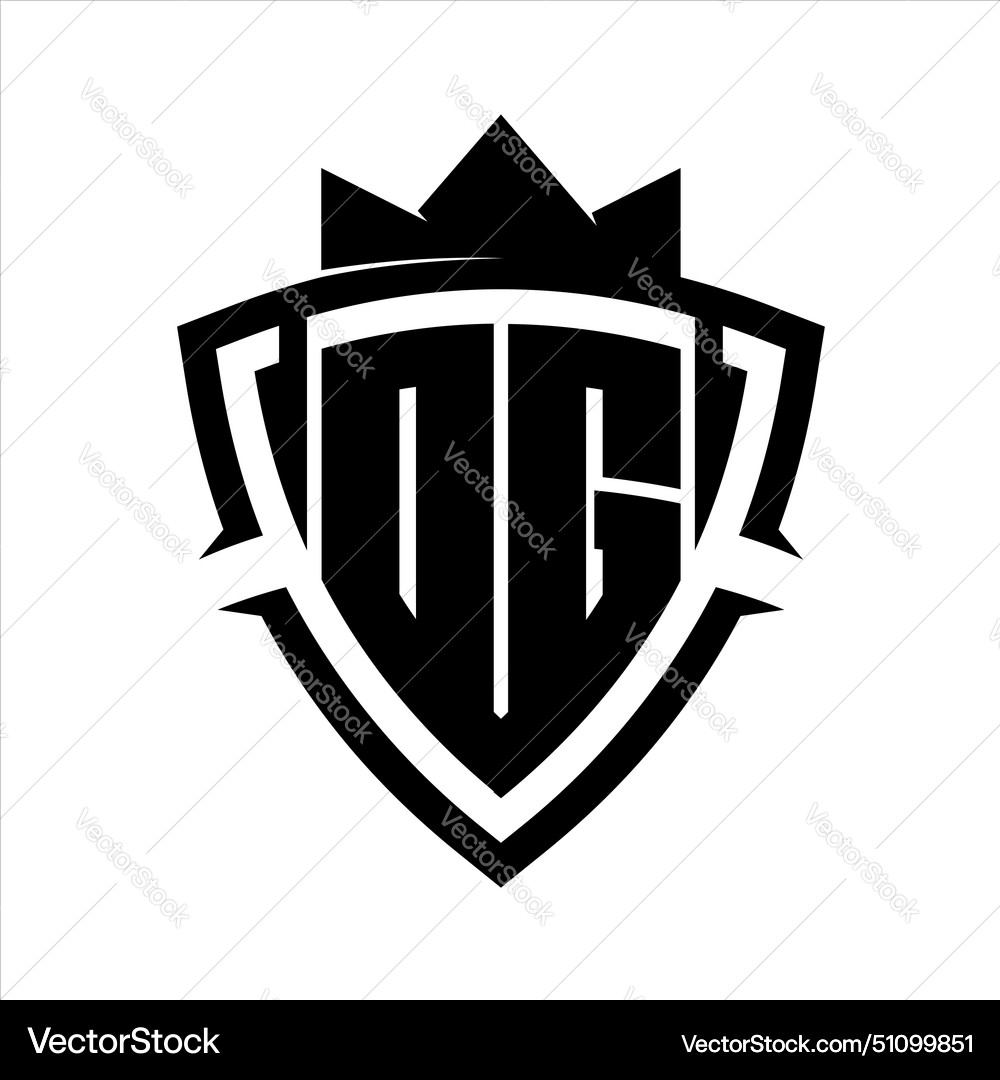 Dg letter bold monogram triangle curve shield Vector Image