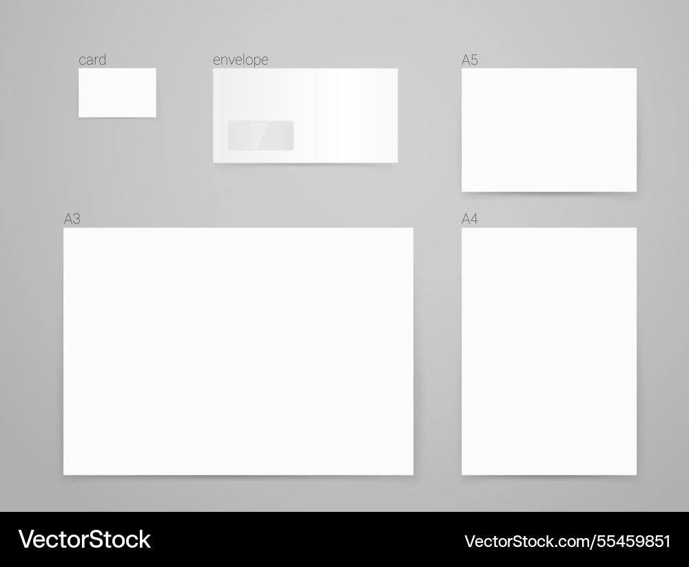 Different paper formats for branding mockup Vector Image
