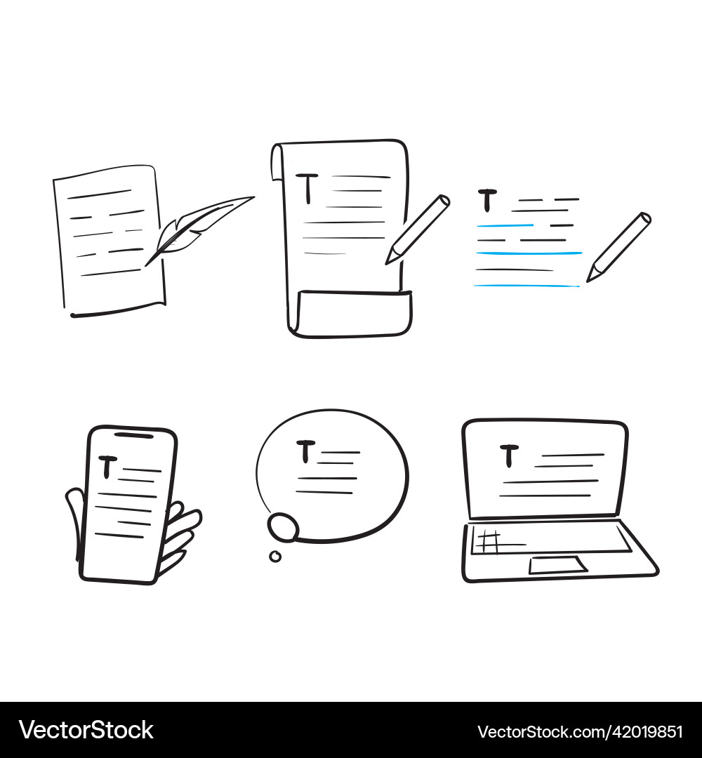 Hand drawn doodle simple set of text article Vector Image