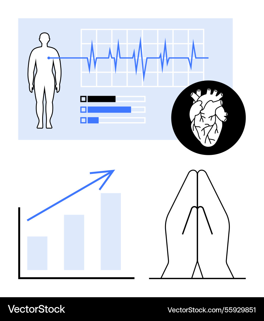 Human health metrics heart visualization growth Vector Image