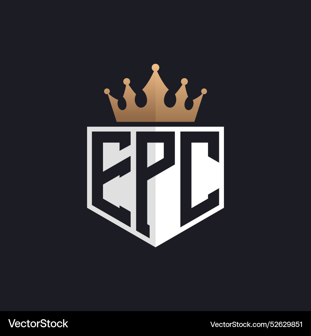 Luxury epc logo with crown elegant initials Vector Image