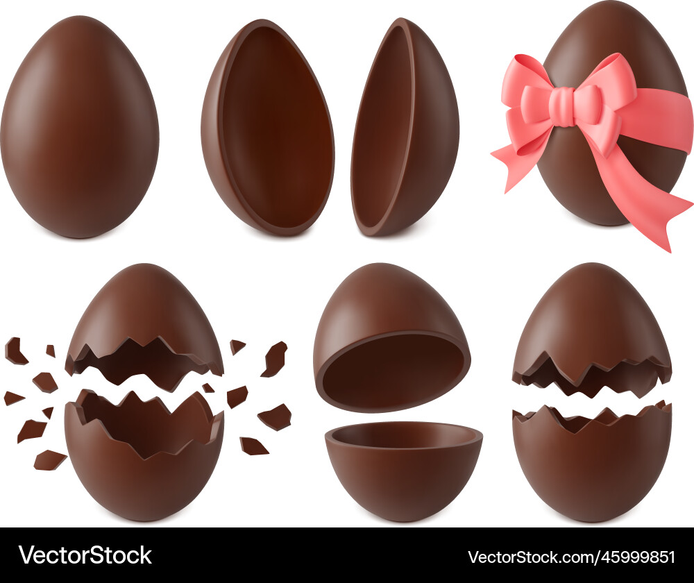 Realistic chocolate eggs broken candy egg easter Vector Image