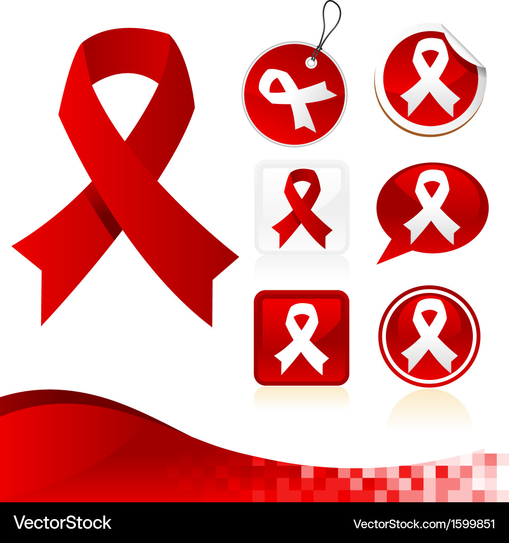 Red awareness ribbons kit Royalty Free Vector Image